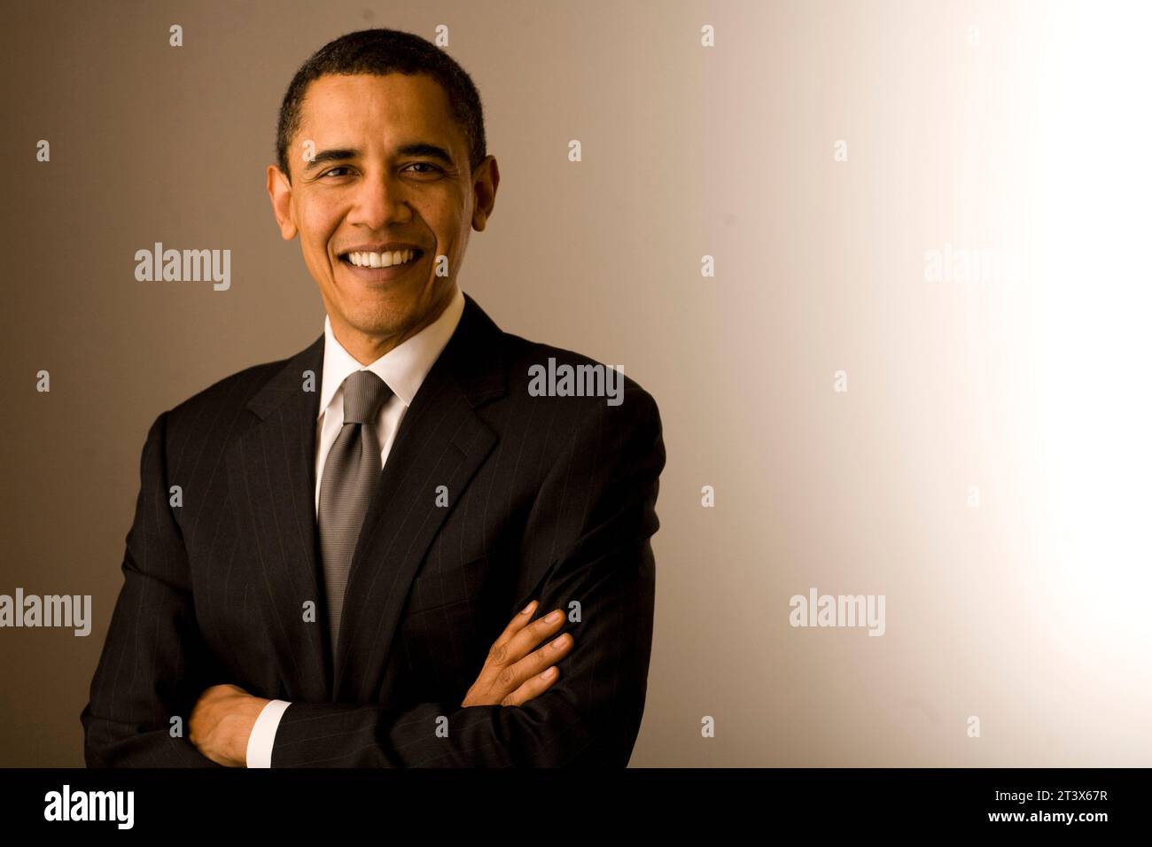 Barack Obama poses for a portrait, College Park, Maryland Stock Photo ...