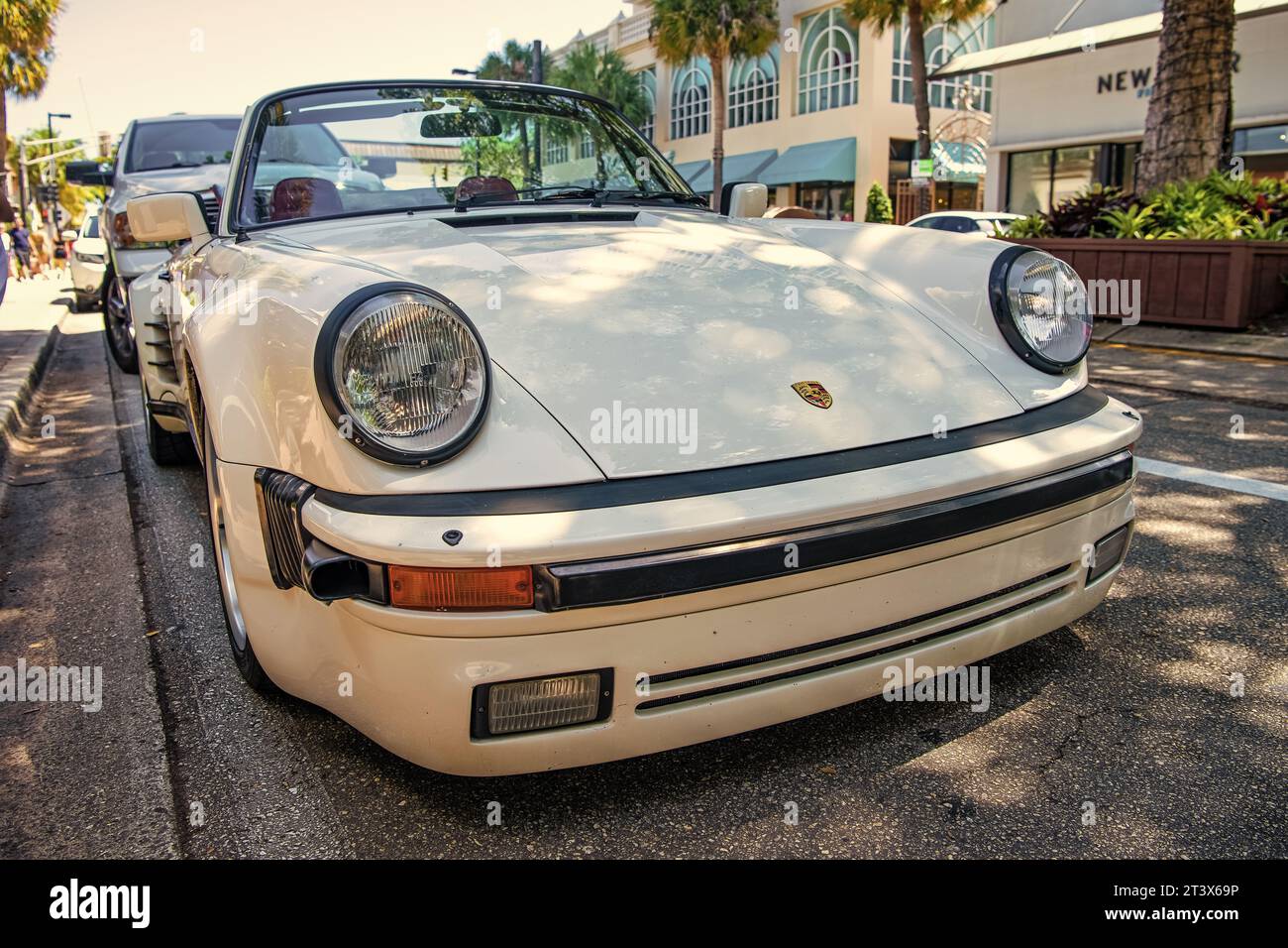 Miami, Florida USA - March 25, 2023: white Porsche930 retro vintage ...