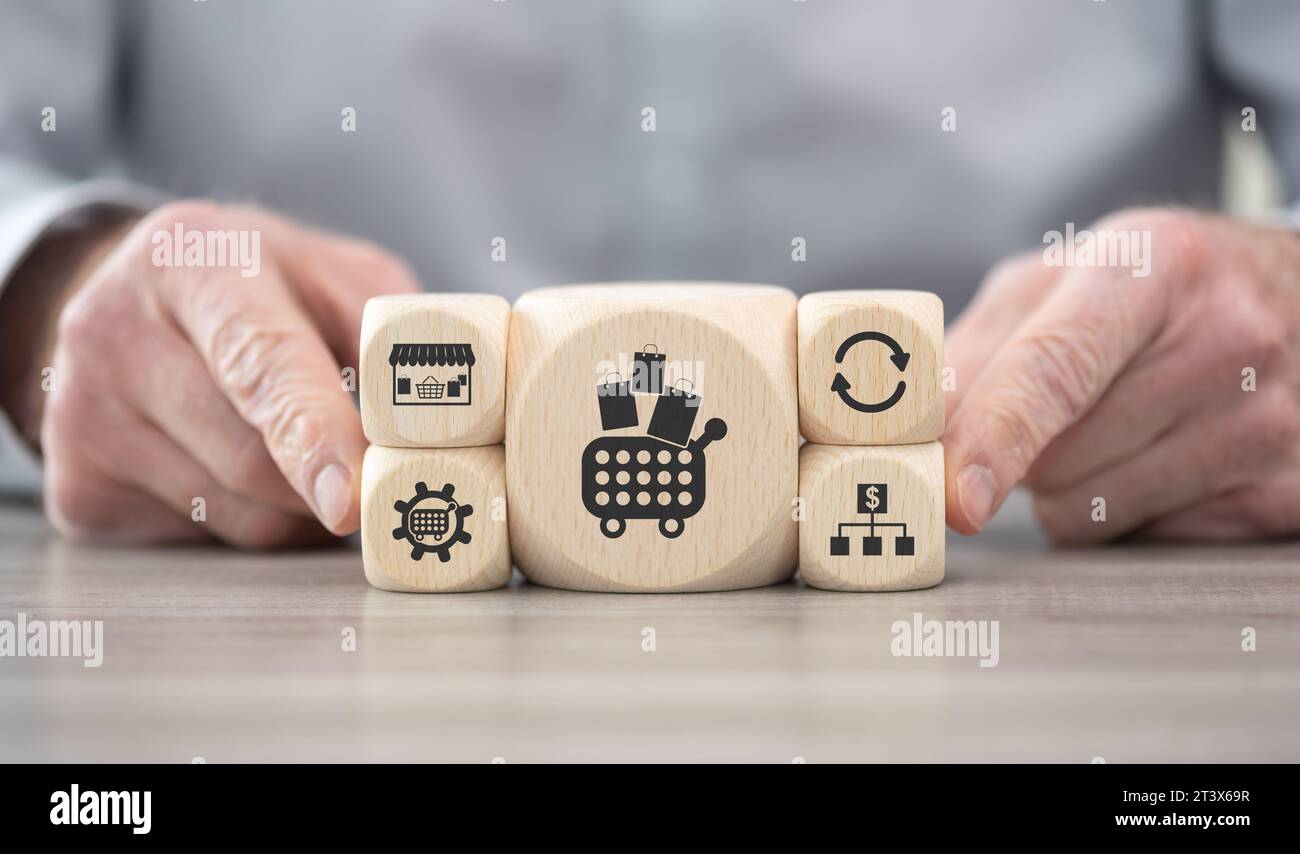 Wooden blocks with symbol of purchase concept Stock Photo - Alamy