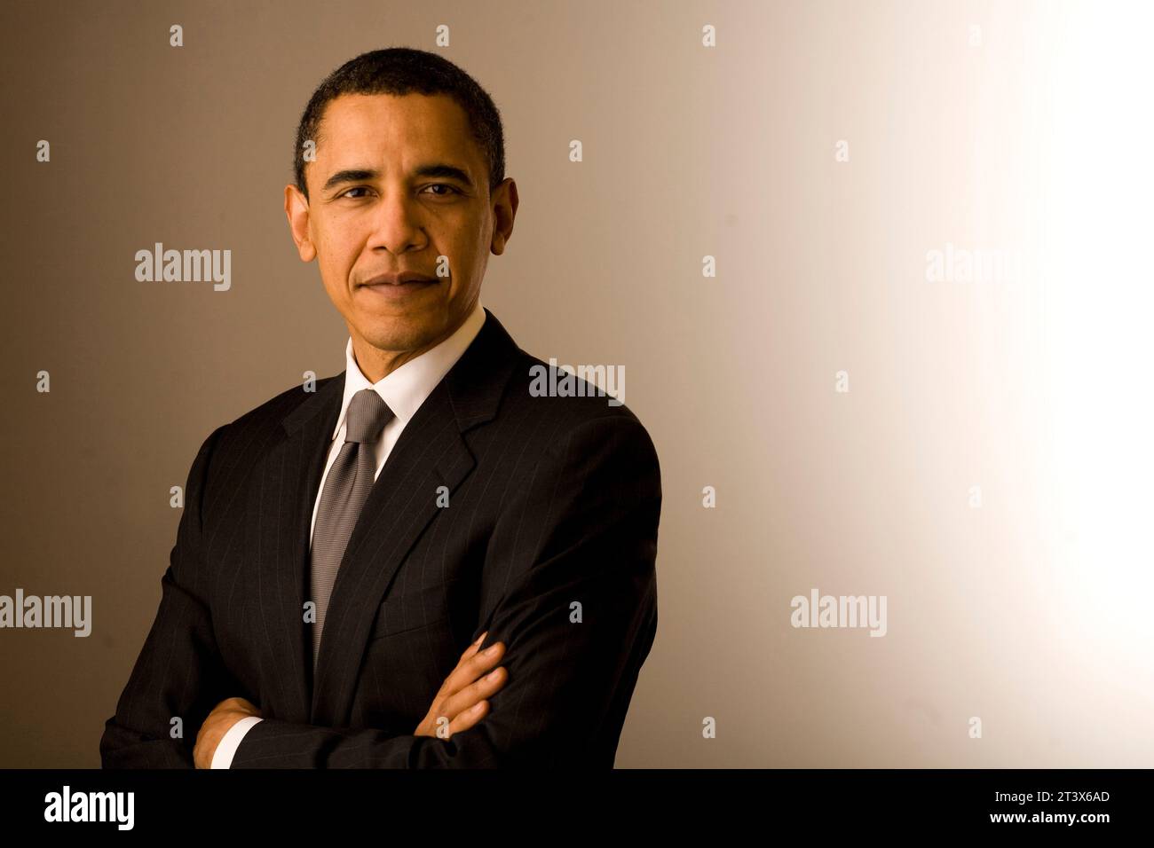 Barack Obama poses for a portrait, College Park, Maryland Stock Photo ...