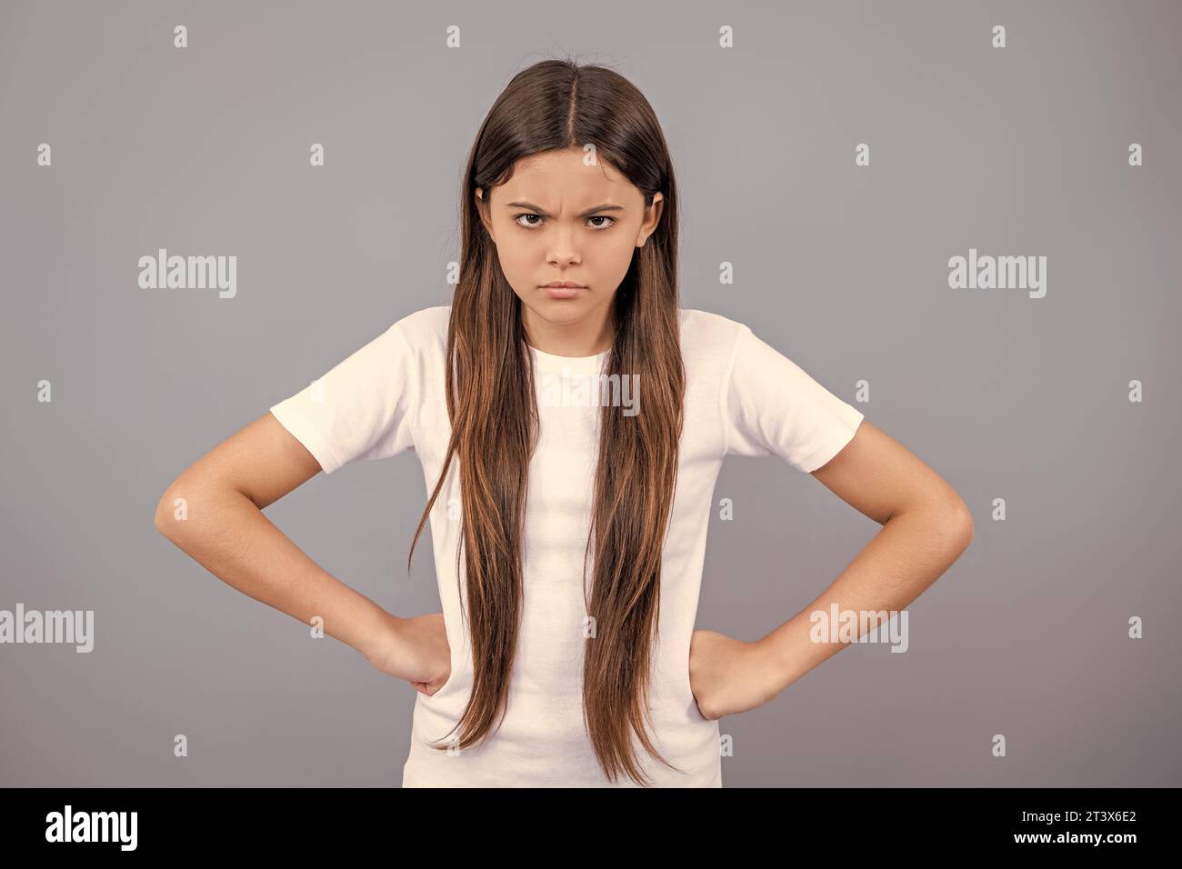 angry teen girl in studio. angry teen girl on background. photo of ...