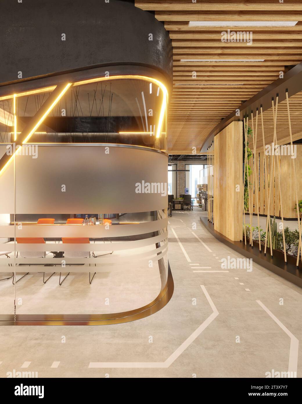 Rendering modern office interior hi-res stock photography and images ...