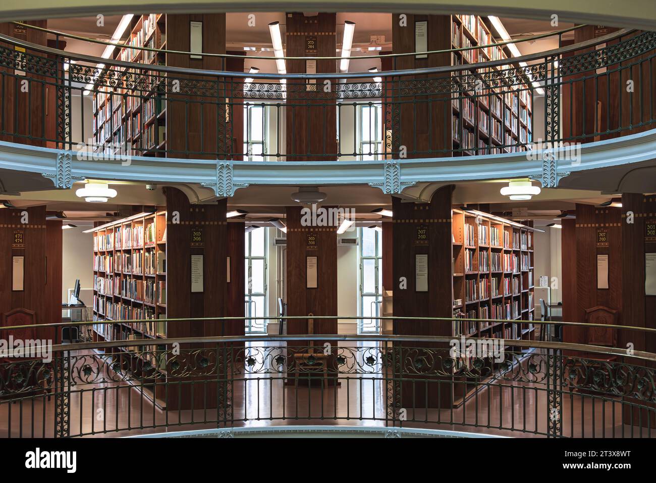 Library interior with bookshelves, National Library of Finland Stock ...