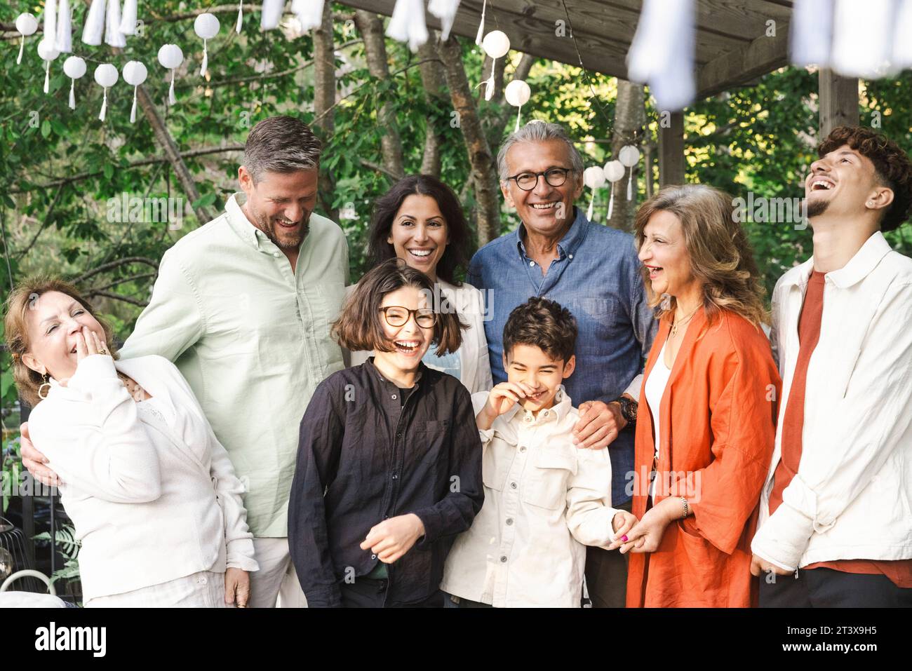 Cheerful family and friends at patio during midsummer party Stock Photo ...