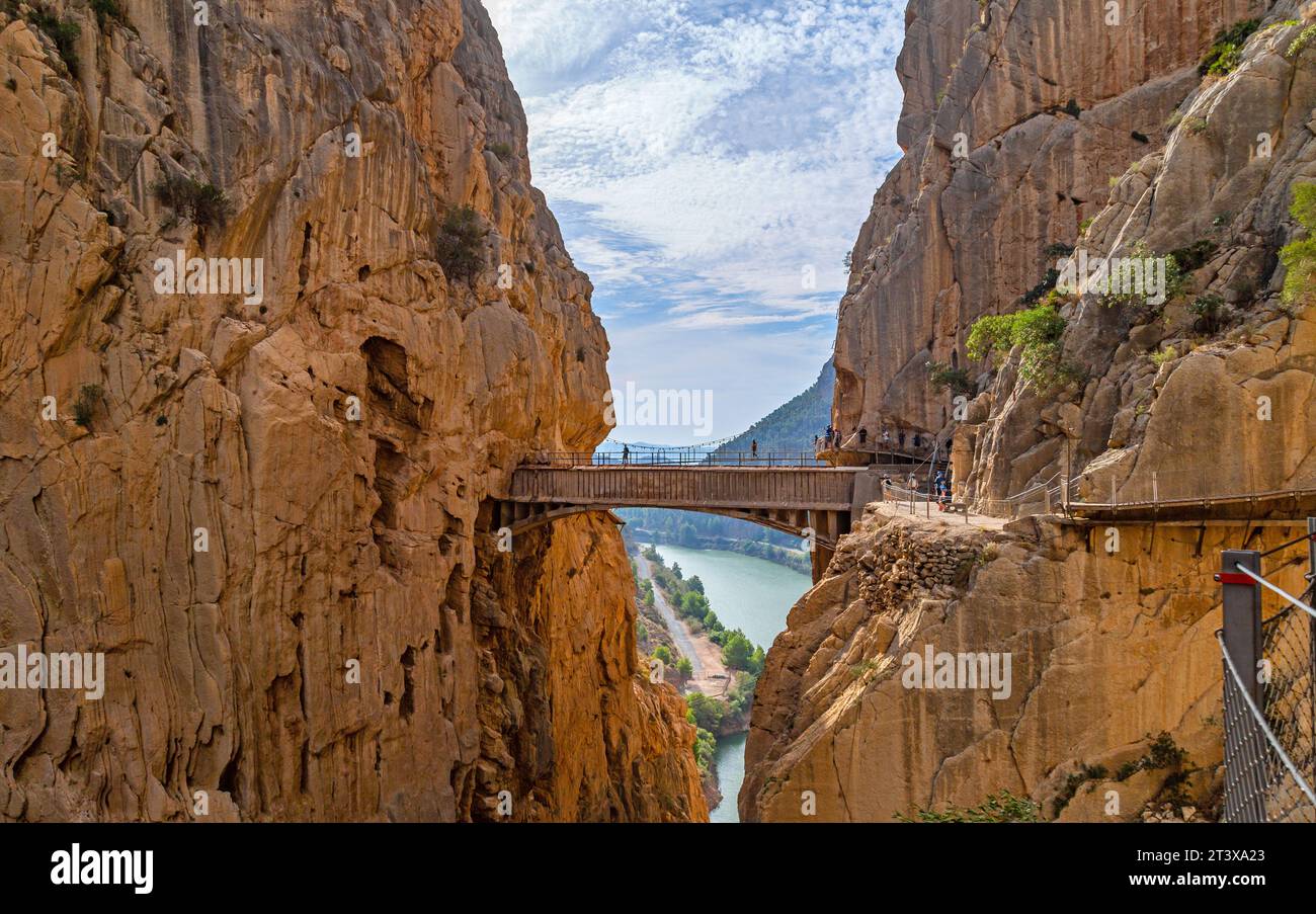 Caminito Del Rey, Spain, October 19, 2023: Visitors Walking Along the ...