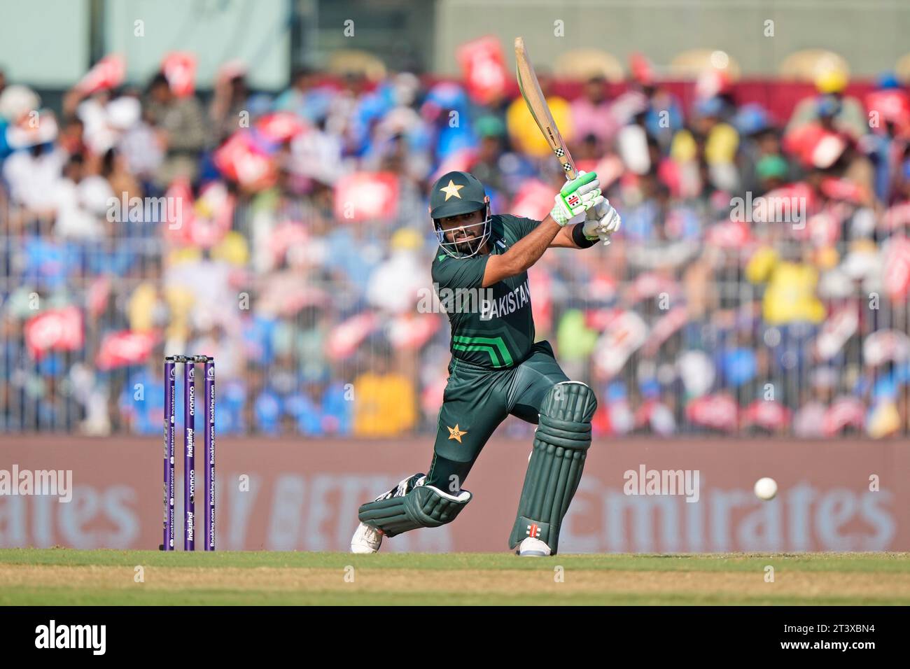Pakistan's captain Babar Azam bats during the ICC Men's Cricket World ...