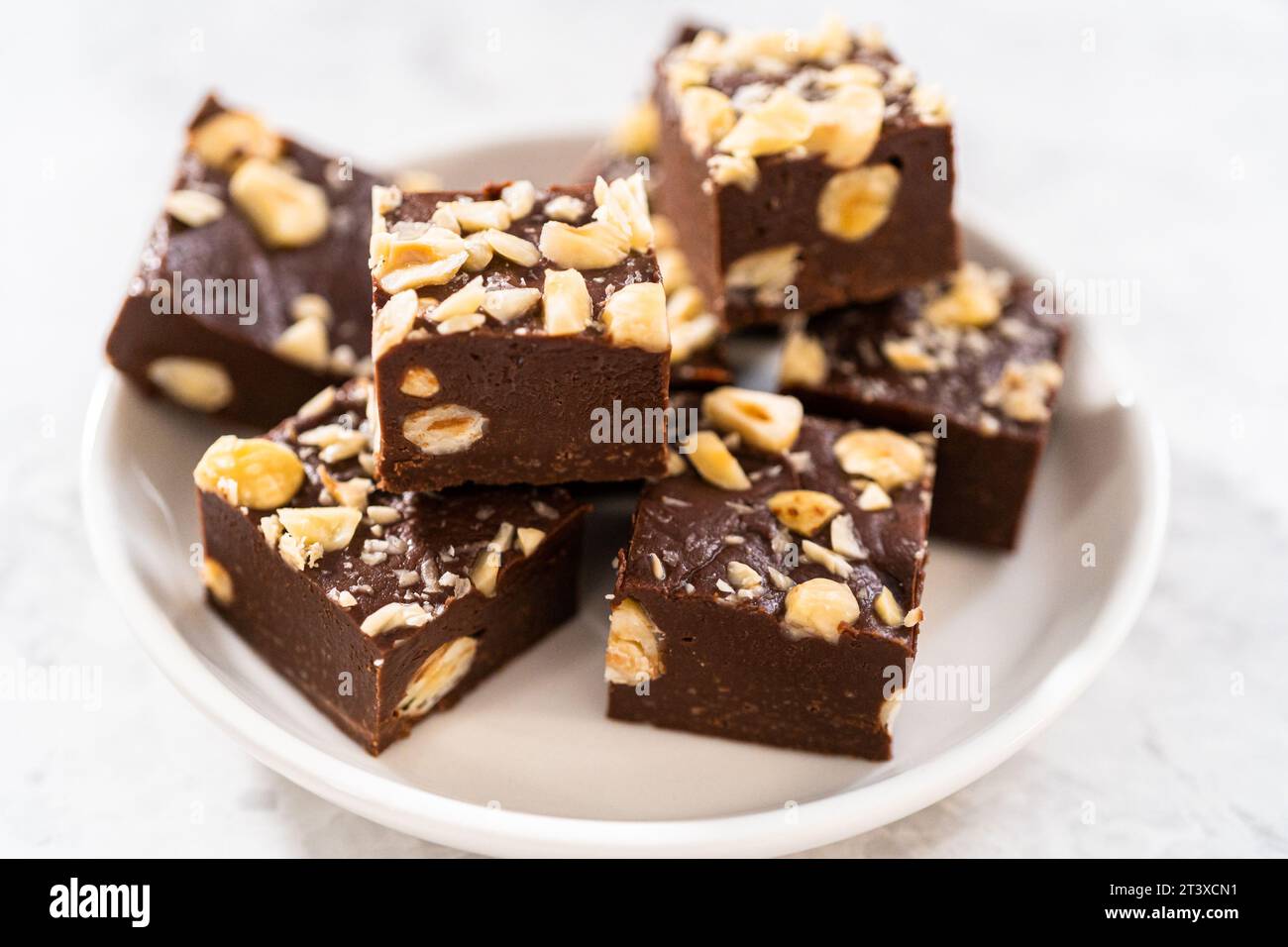 Chocolate hazelnut fudge Stock Photo - Alamy