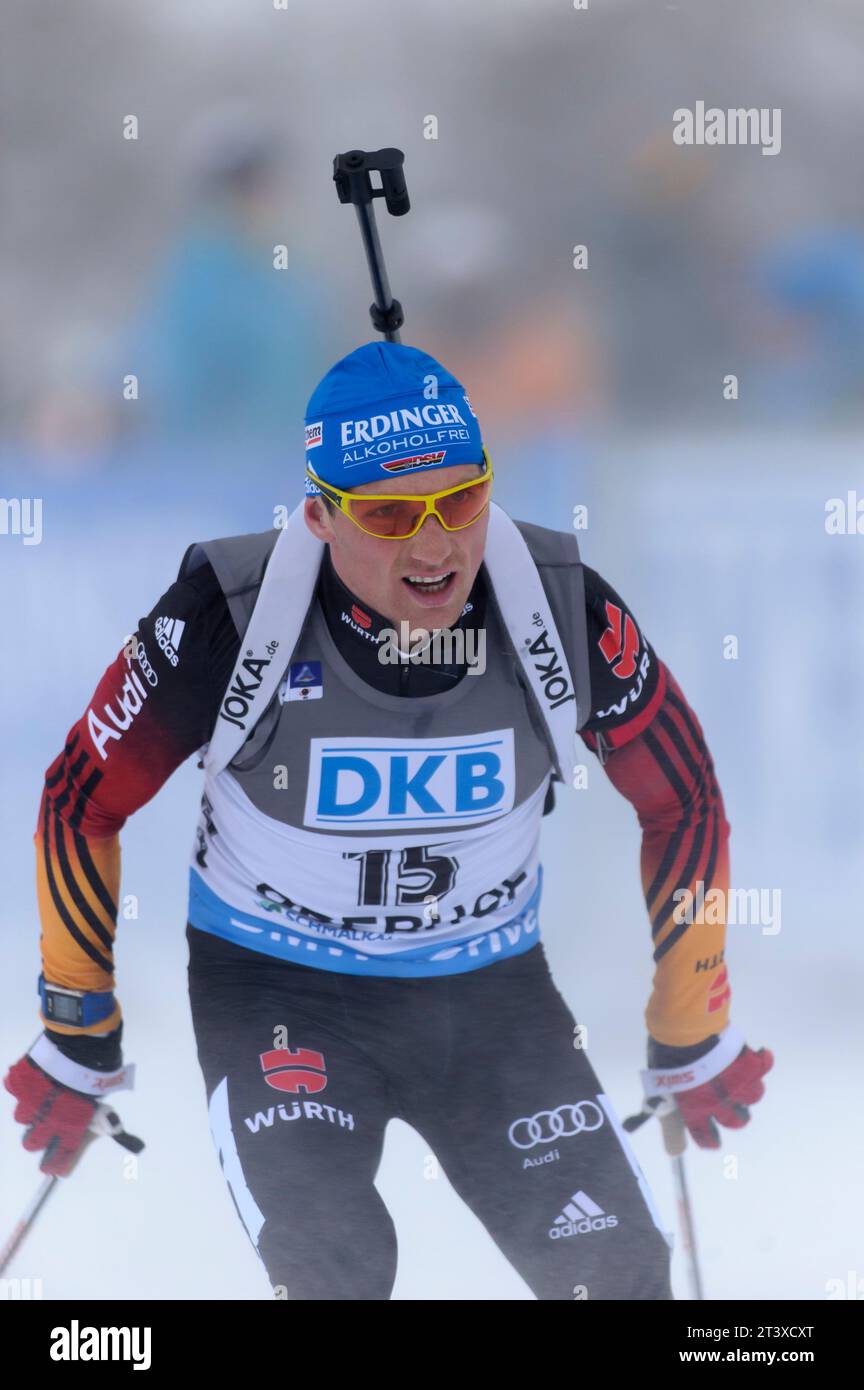 Erik Lesser Aktion Biathlon Welt Cup 15 KM Massenstart der Herren in ...