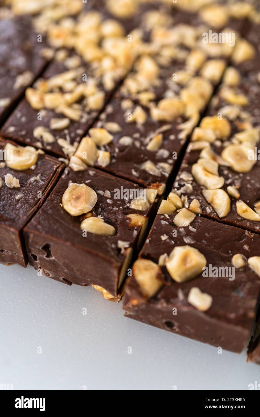 Chocolate hazelnut fudge Stock Photo - Alamy