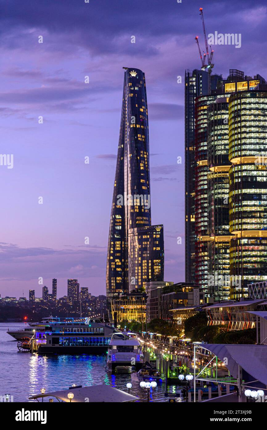 Sunset views over The Crown Sydney, Darling Harbour, Barangaroo, Sydney ...