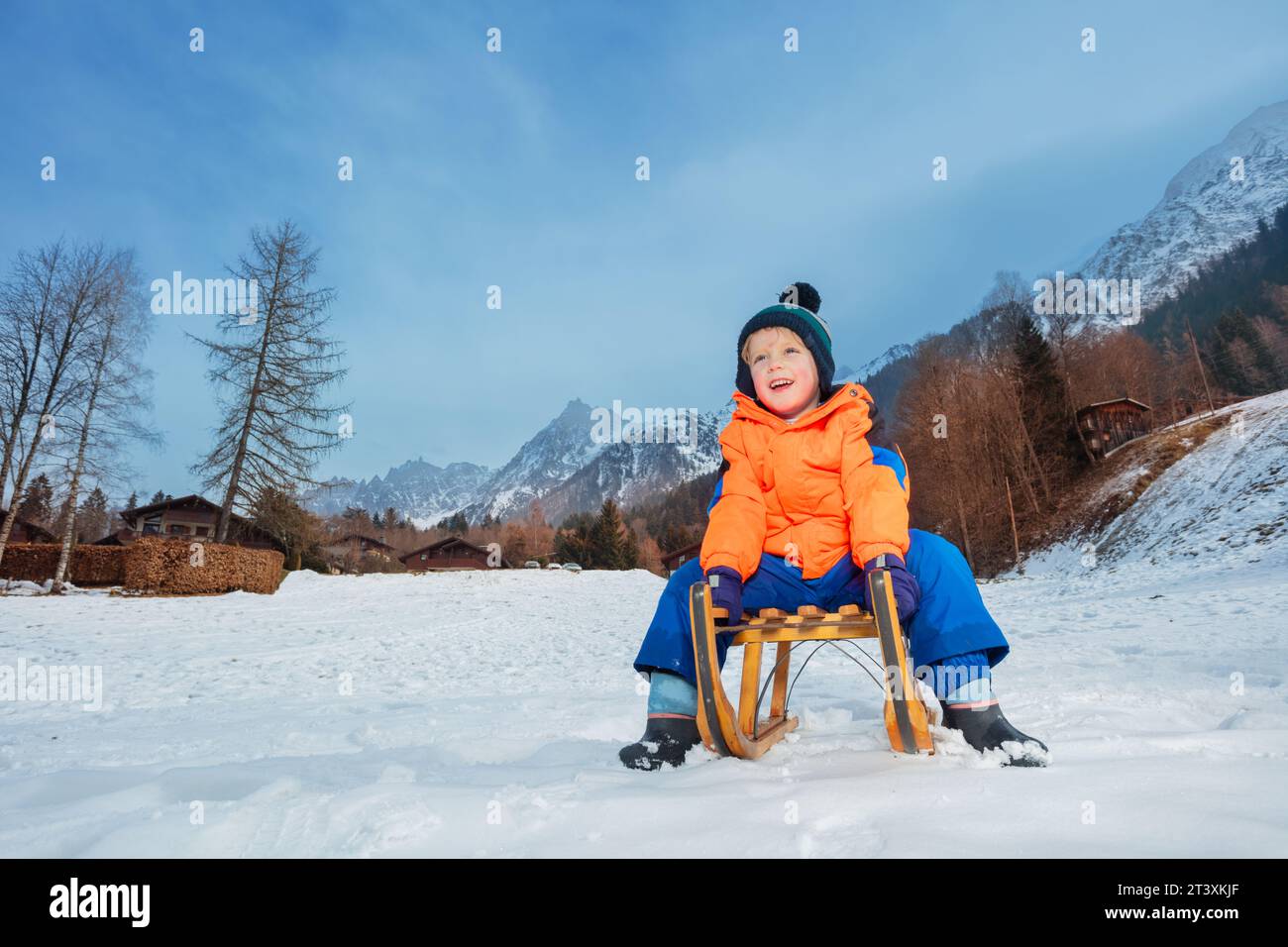 Children sliding on belly downhill hi-res stock photography and images ...