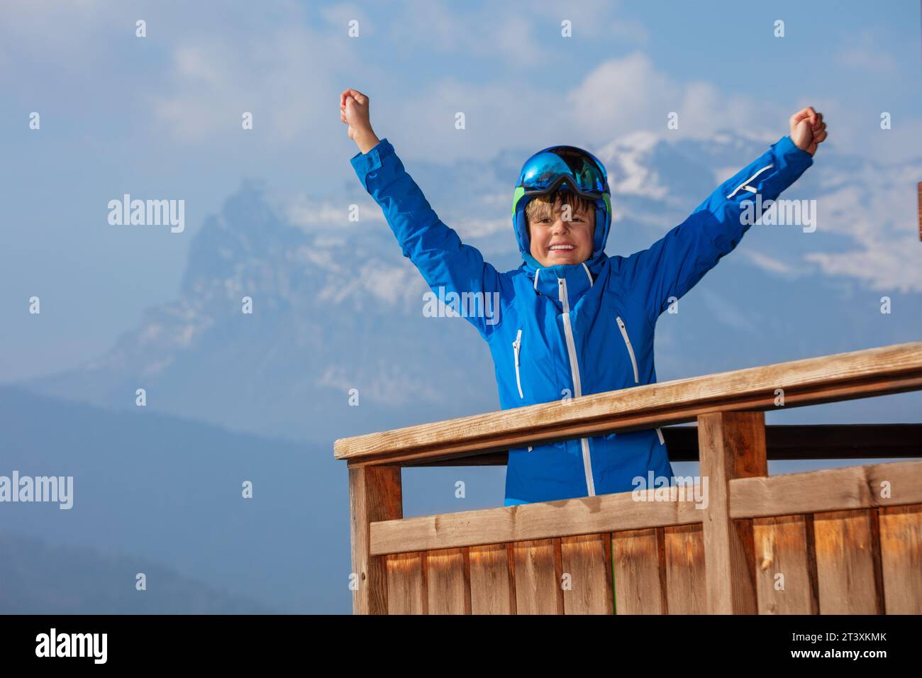 Boys raise arms in hi-res stock photography and images - Alamy