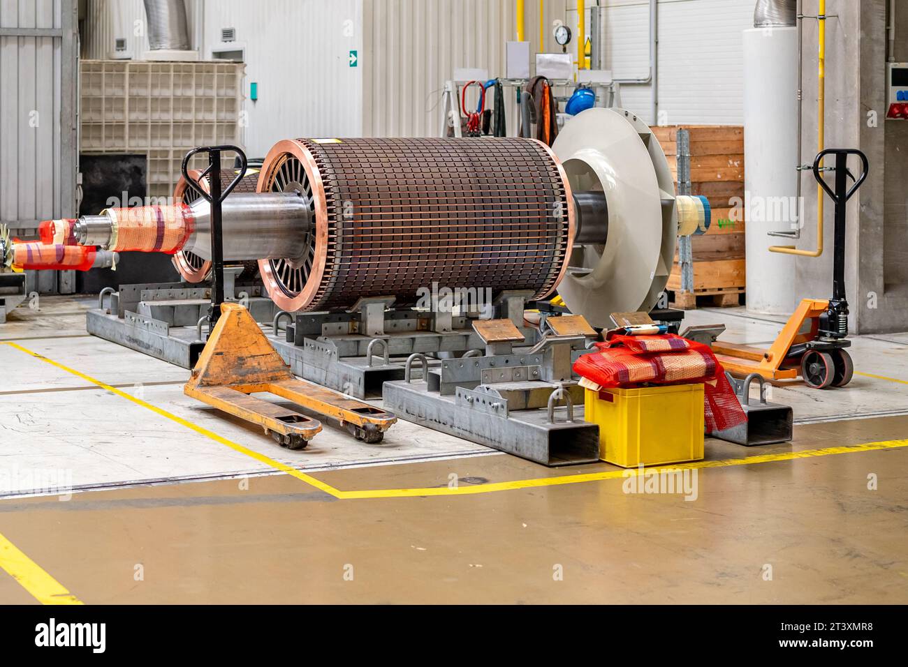 part of a new modern electric motor in the factory warehouse Stock ...