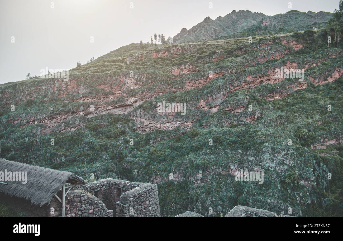 Ancient inca cemetery in the mountains Pisac Archaeological Complex in ...
