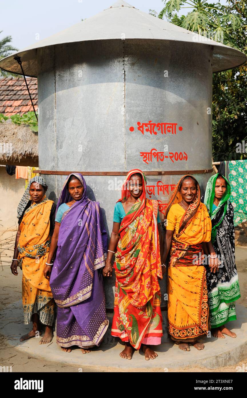 INDIA, Westbengal , dalit village Kustora , rice storage silo for food ...