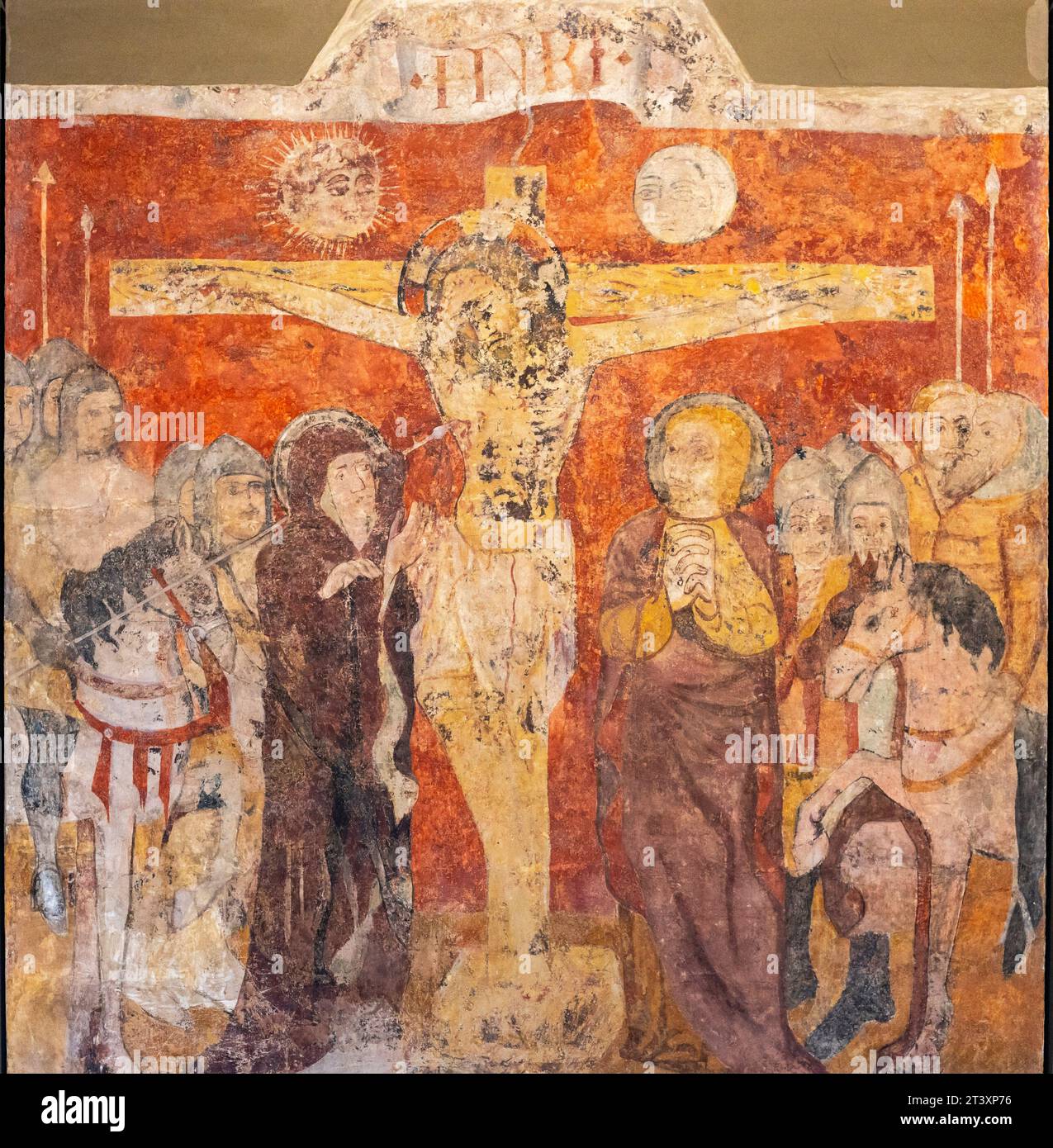 Calvary, Gothic mural painting, 14th century, master of Gallipienzo ...