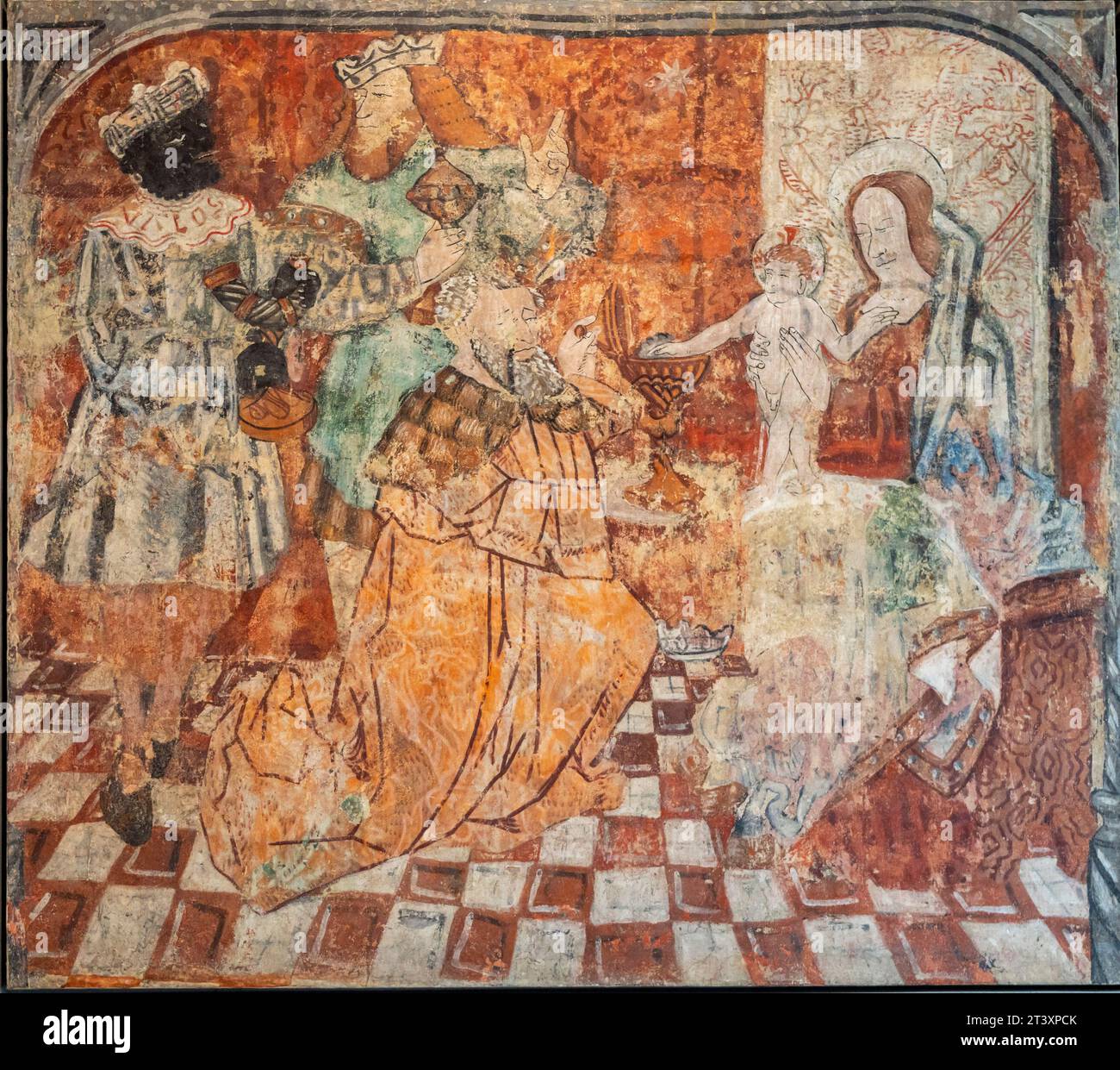 the epiphany, gothic mural painting, 15th century, second master of ...