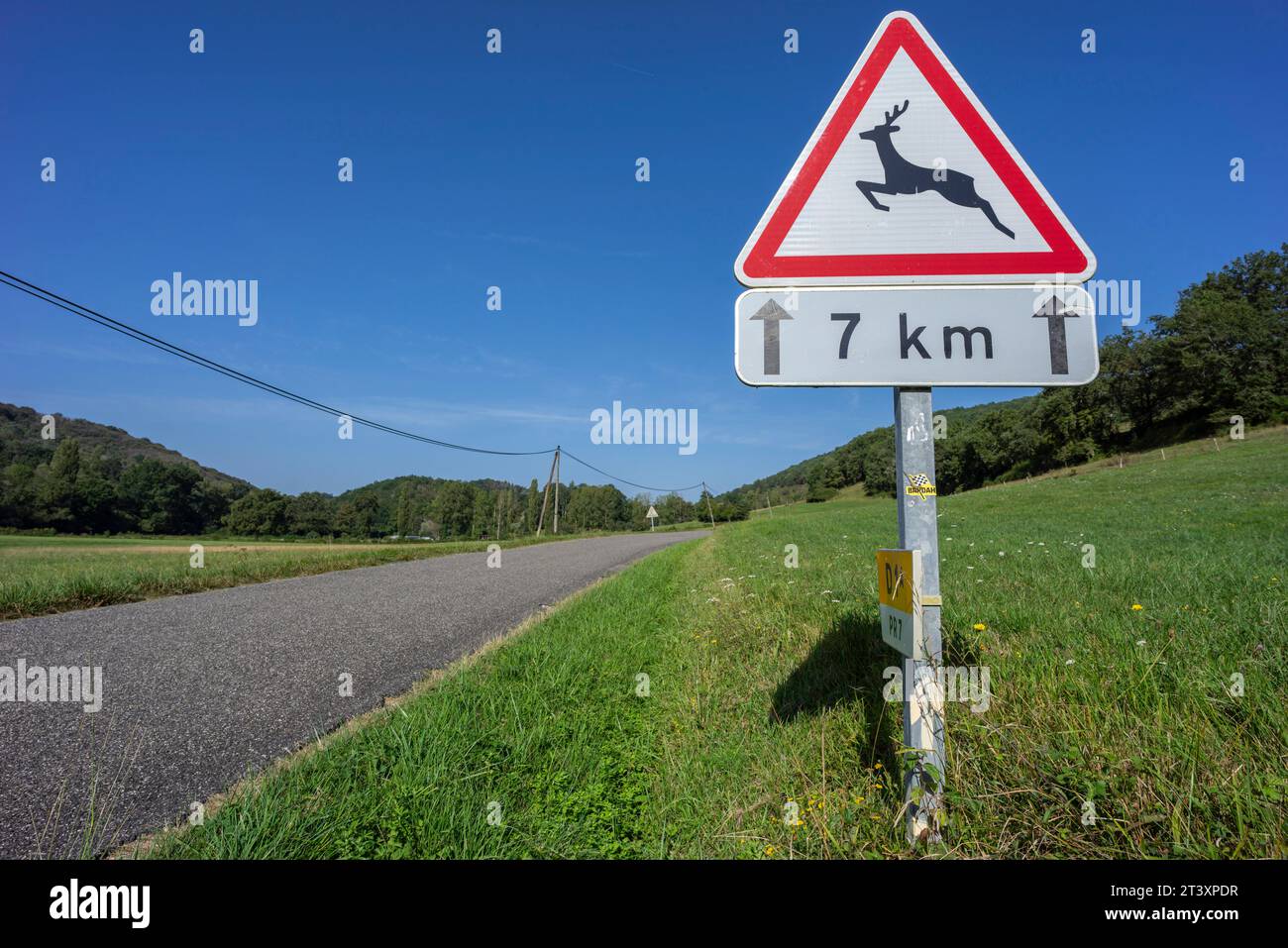 signs for loose animals, regional road, Ariège Pyrenees regional ...