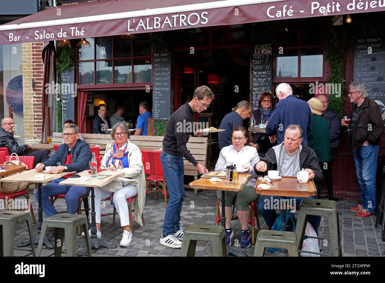 Busy cafe restaurant in Honfleur France, French, Normandy, 2023 Stock ...