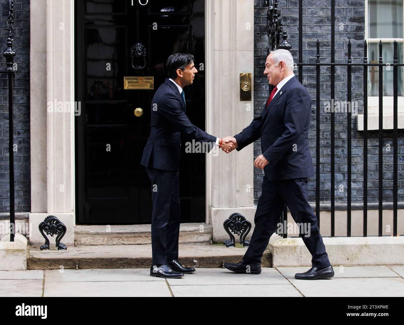 Bejamin Netanyahu, Prime Minister of Israel, shakes hands with UK Prime ...