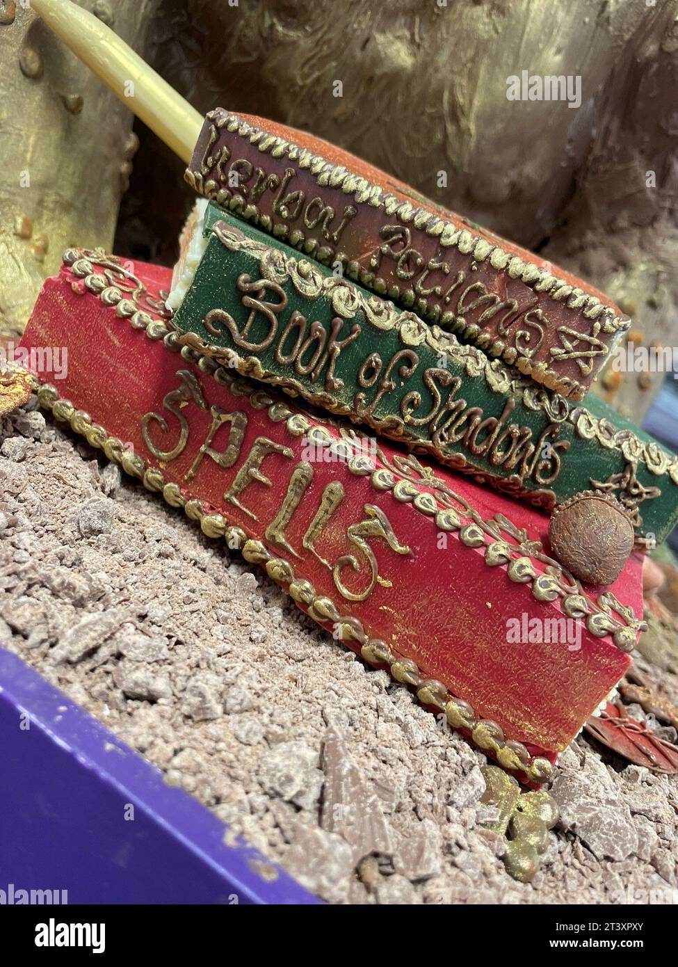 A Halloween display featuring a spooky toad complete with autumnal ...