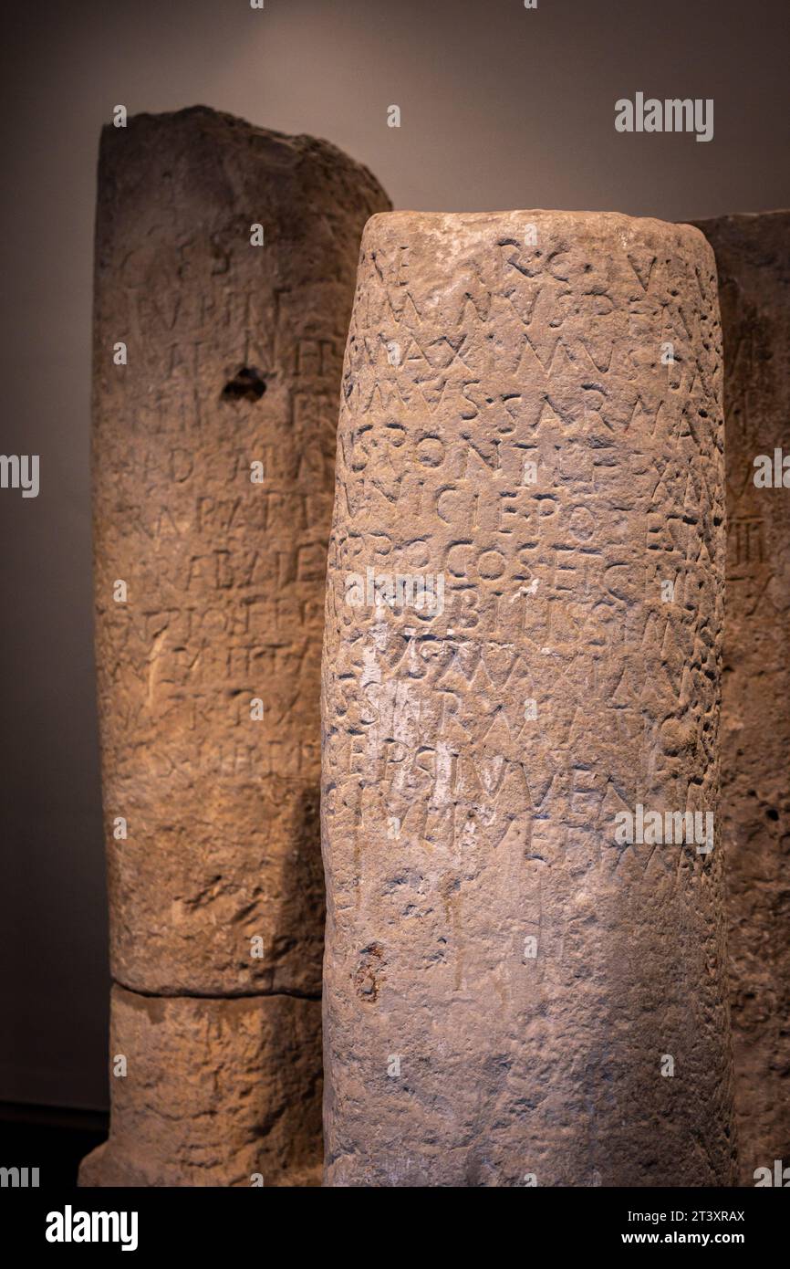 Hispano-Roman milestone, sandstone, Santacris, Museum of Navarra ...