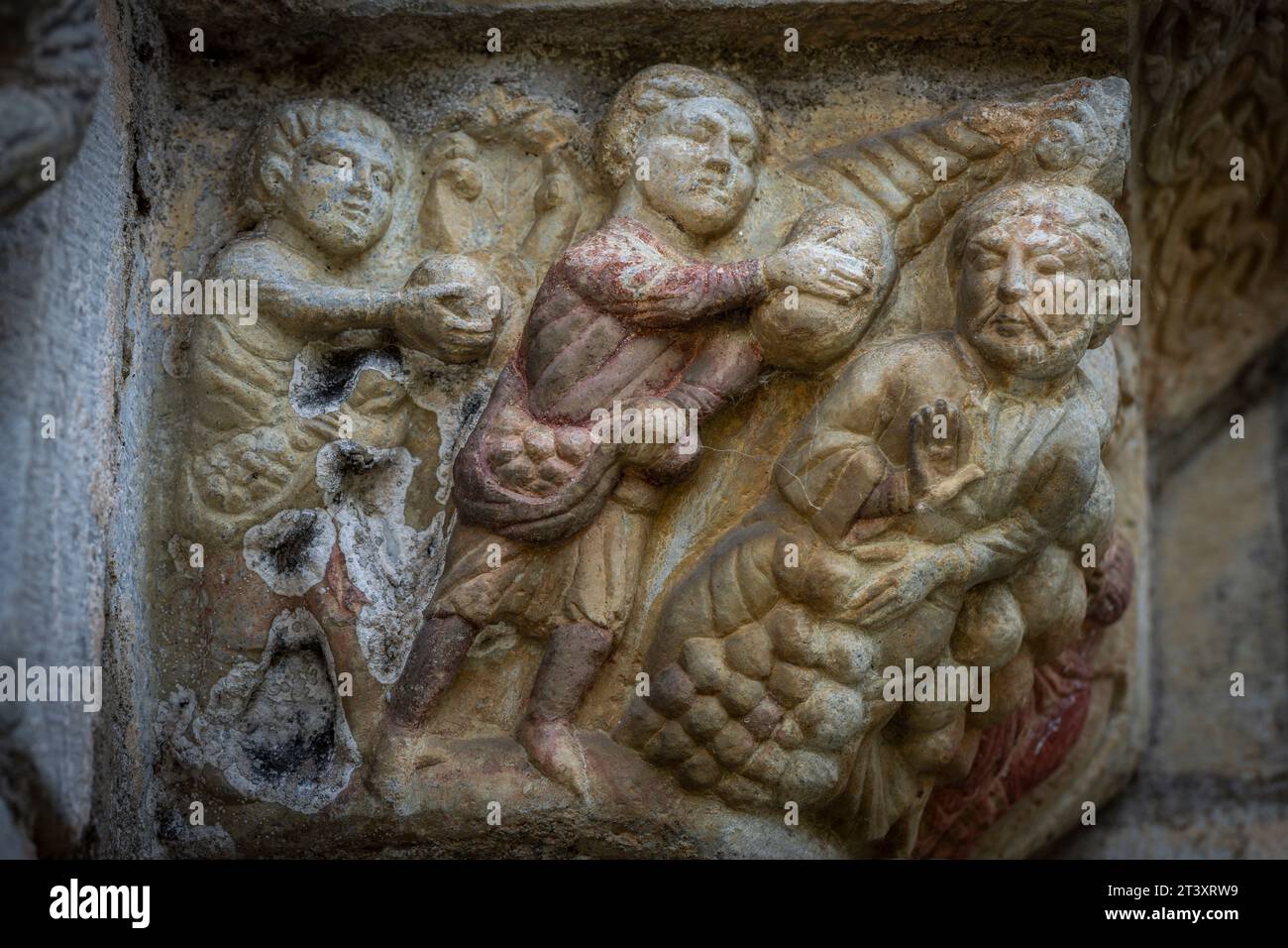 stoning of st. stephen, north door, basilica Saint-Just de Valcabrère ...