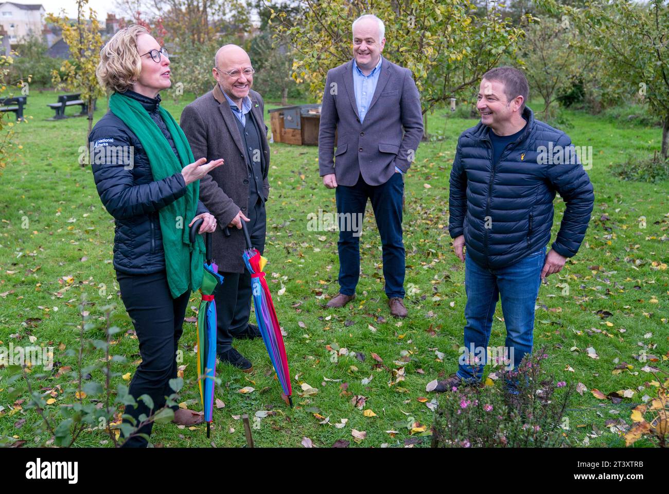 (left to right) Scottish Green Party leaders Lorna Slater and Patrick Harvie with Mark Ruskell ...