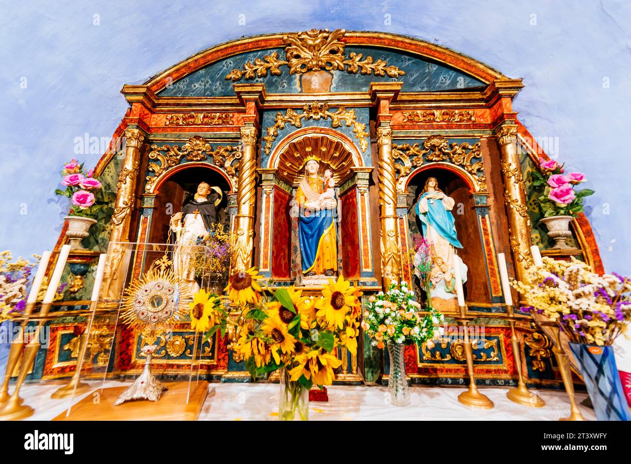 High altar altarpiece. Interior church of St. Mary is of medieval ...