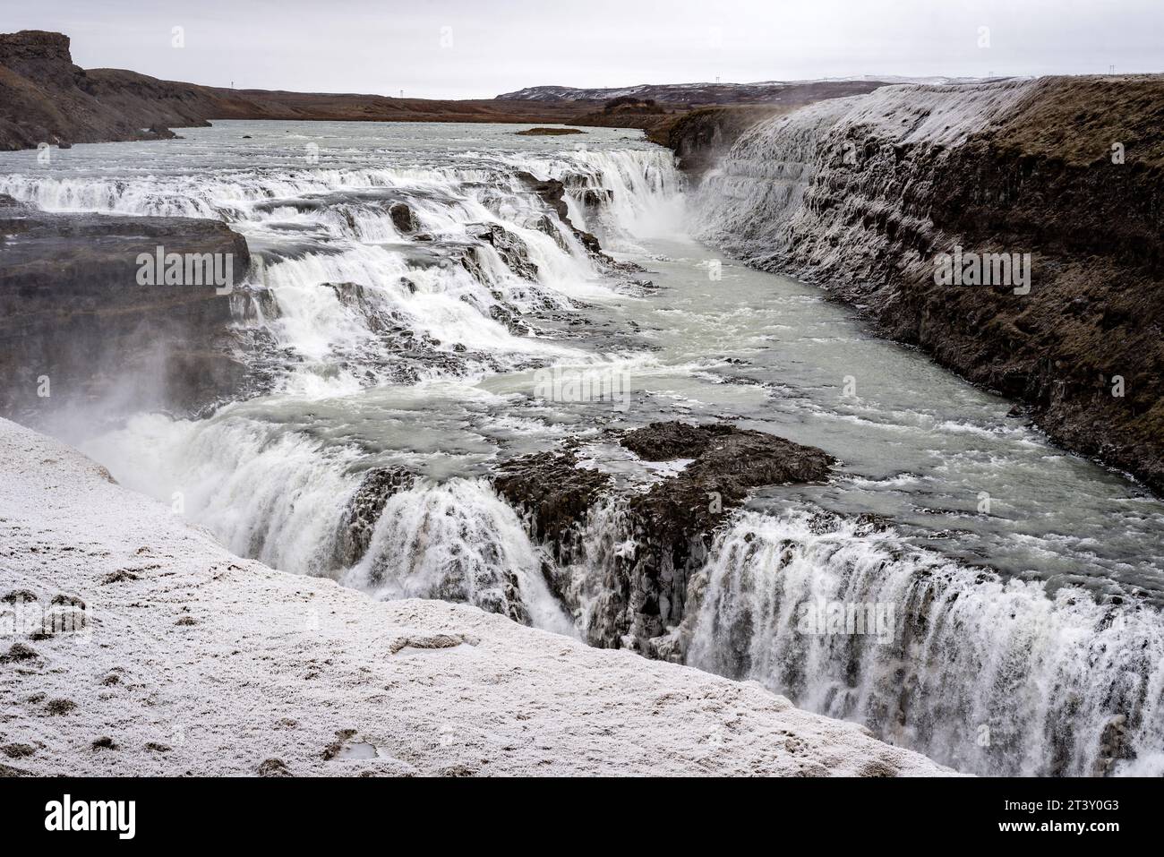 Gullfoss waterfall, Hvita river, Golden Circle Route, Iceland, Europe ...