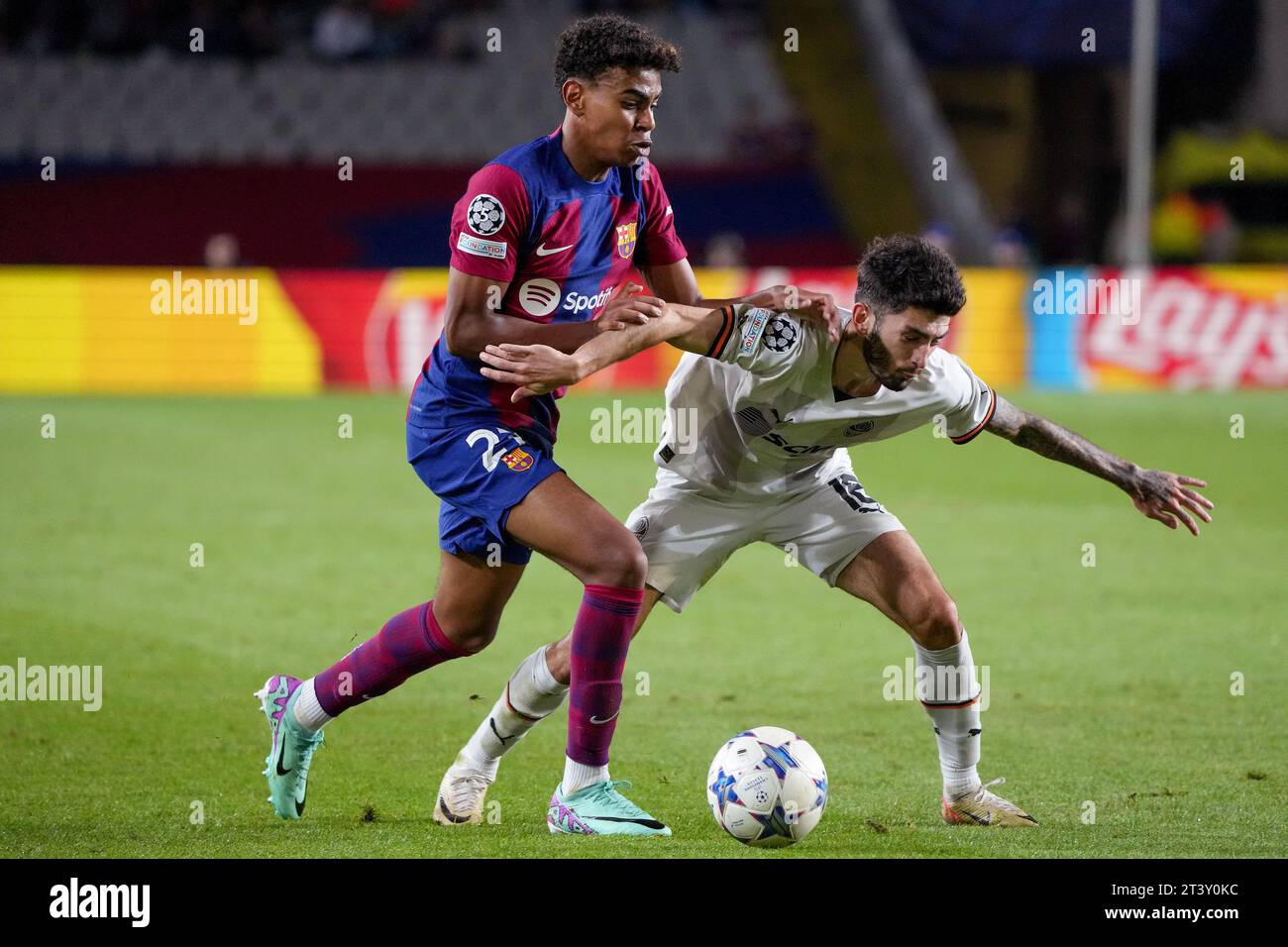 Barcelona, Spain. 25th Oct, 2023. Lamine Yamal of FC Barcelona and ...