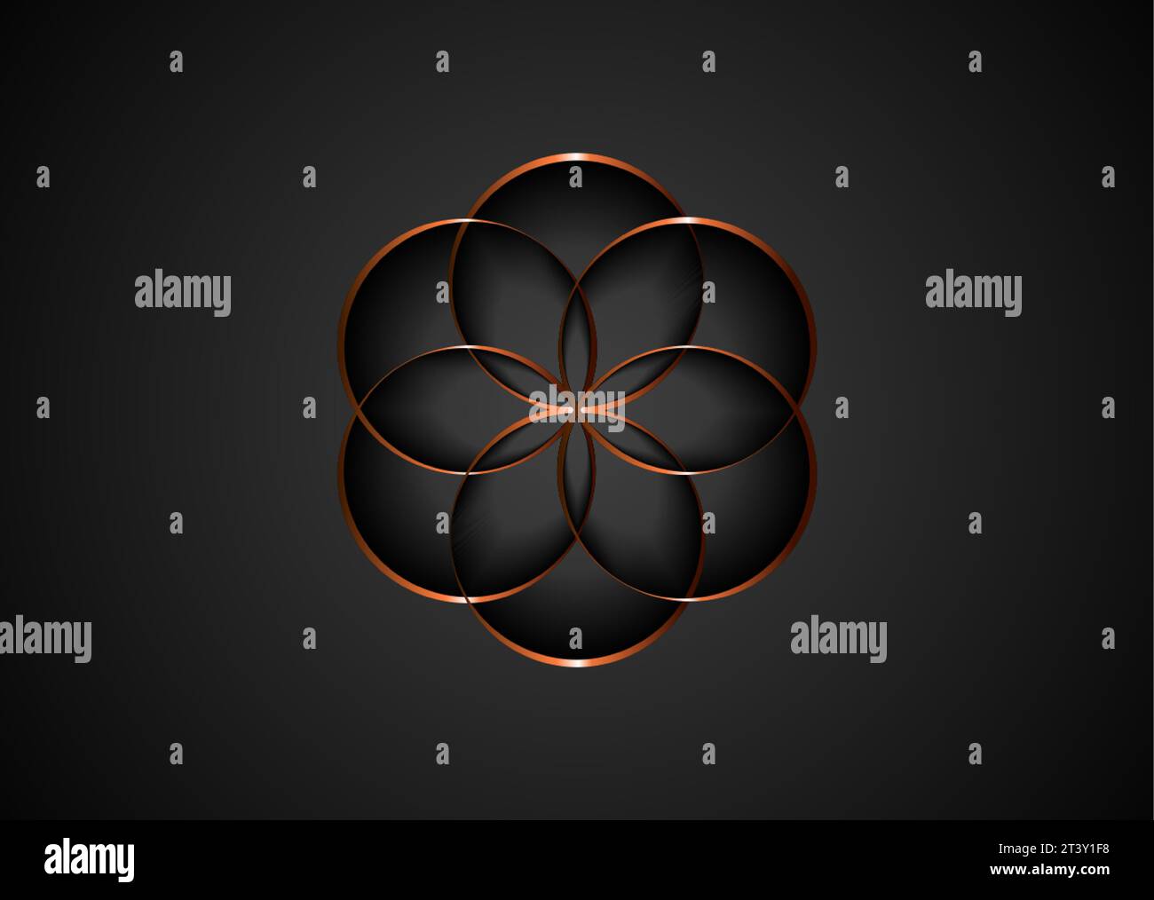 Esoteric Flower of Life in bronze colored, logo design. Seed of life ...