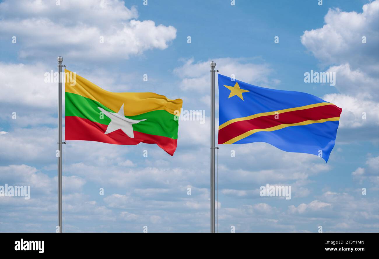 Democratic Republic Of The Congo Or Congo Kinshasa And Myanmar Flags