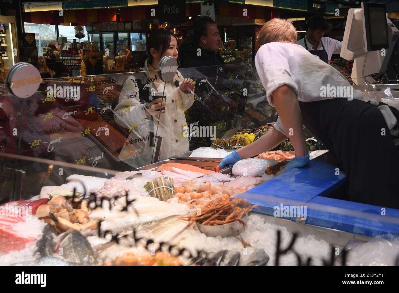 Copenhagen, Denmark /27 October. 2023/Sea food or fish shops in ...