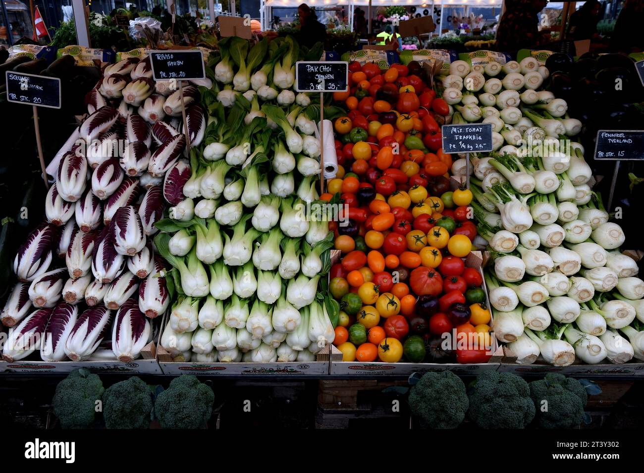 Copenhagen, Denmark /27 October. 2023/Shoppers at farmers market or ...
