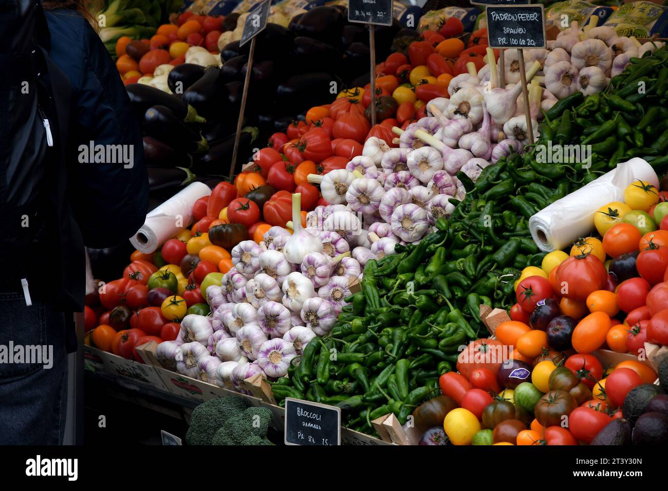Copenhagen, Denmark /27 October. 2023/Shoppers at farmers market or ...
