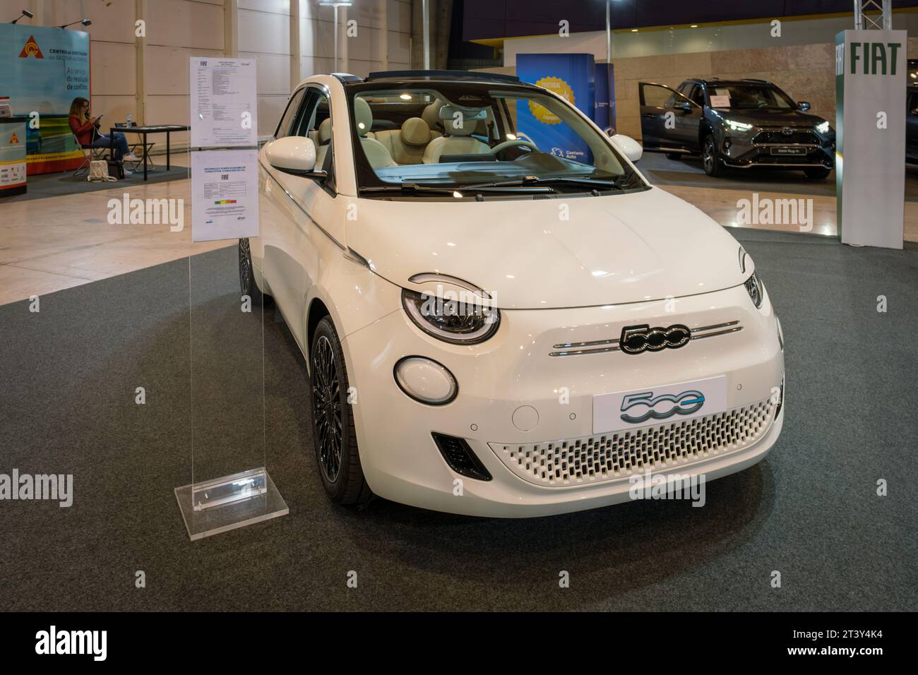 Fiat 500 Cabrio electric car at ECAR SHOW - Hybrid and Electric Motor ...
