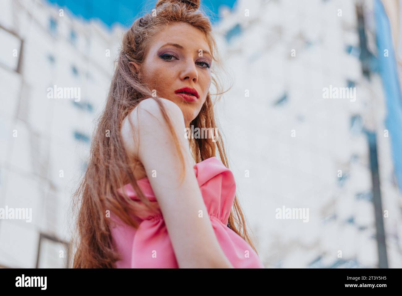 Confident Lady Posing in the Modern Urban City Background, Showcasing ...