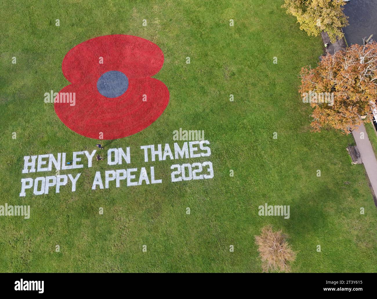 Henley-on-Thames, United Kingdom, 27 October 2023. A huge poppy was ...