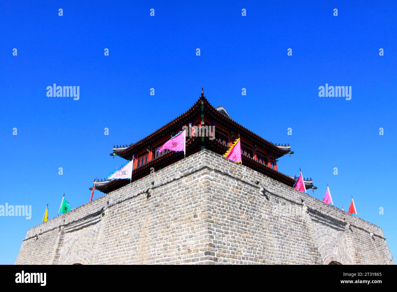 Ancient Chinese architectural style of the drum tower, closeup of photo ...