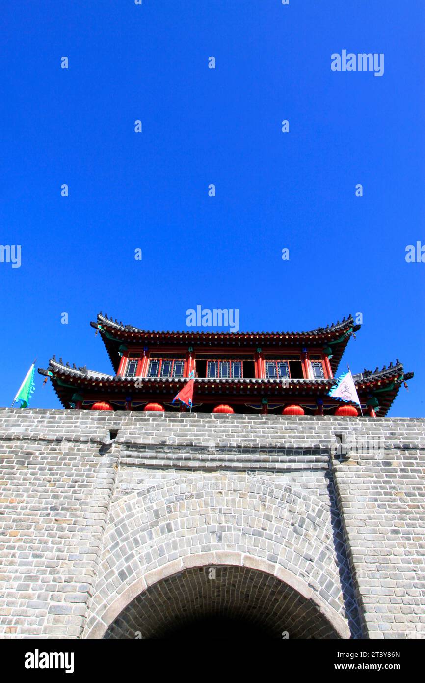 Ancient Chinese architectural style of the drum tower, closeup of photo ...