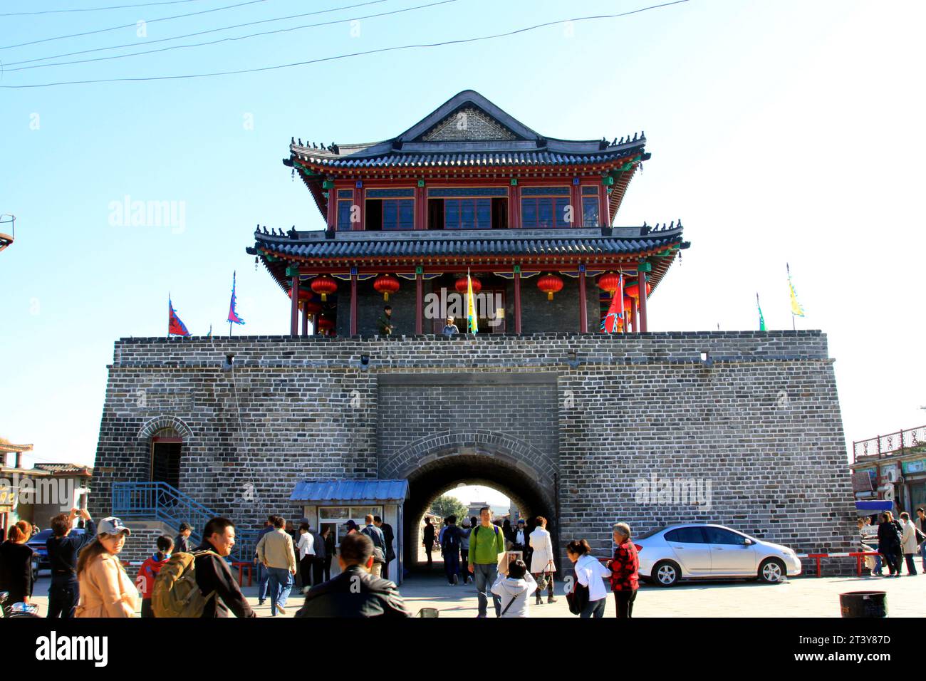 Ancient Chinese architectural style of the drum tower, closeup of photo ...