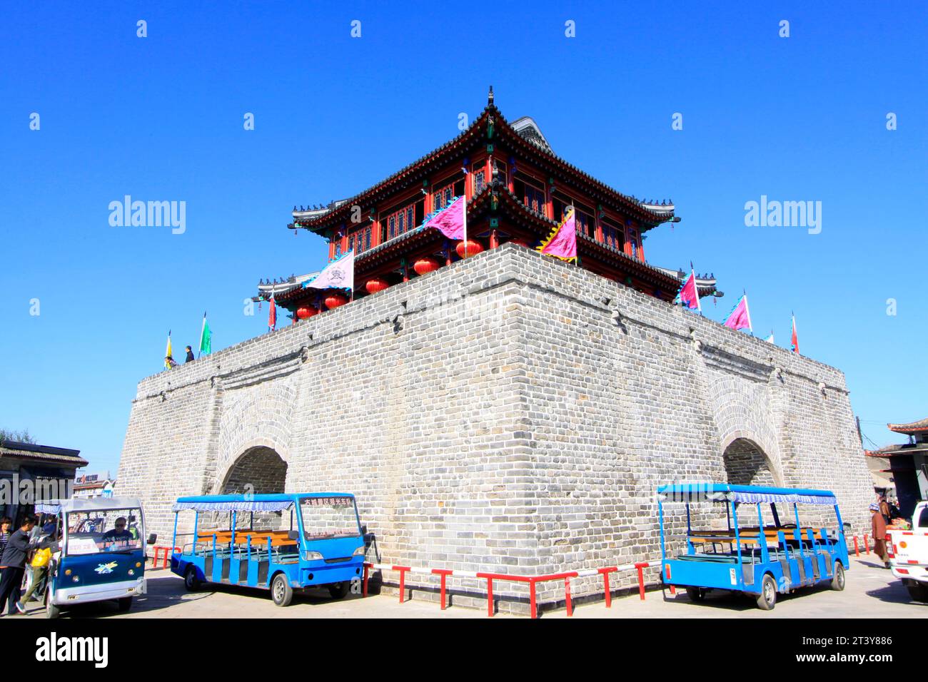 Ancient Chinese architectural style of the drum tower, closeup of photo ...