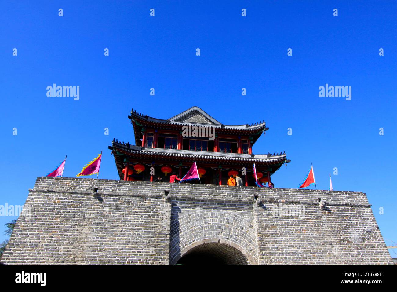Ancient Chinese architectural style of the drum tower, closeup of photo ...