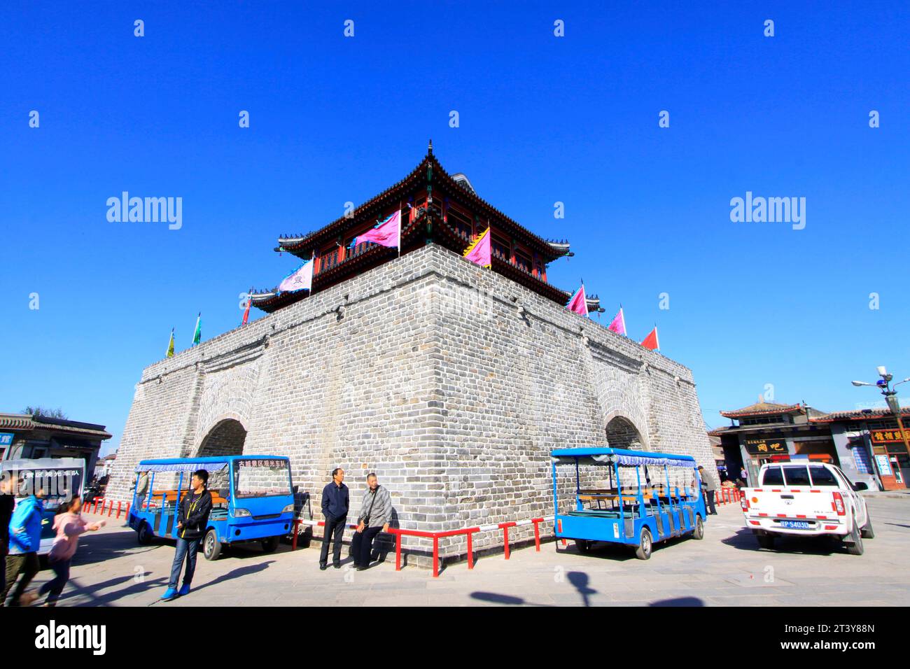 Ancient Chinese architectural style of the drum tower, closeup of photo ...