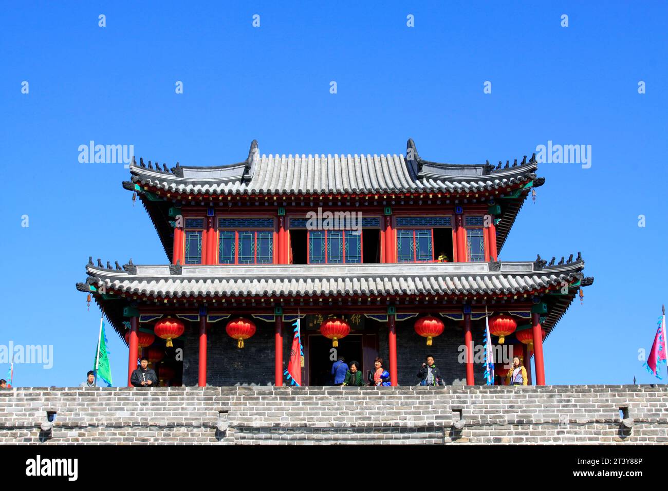 Ancient Chinese architectural style of the drum tower, closeup of photo ...