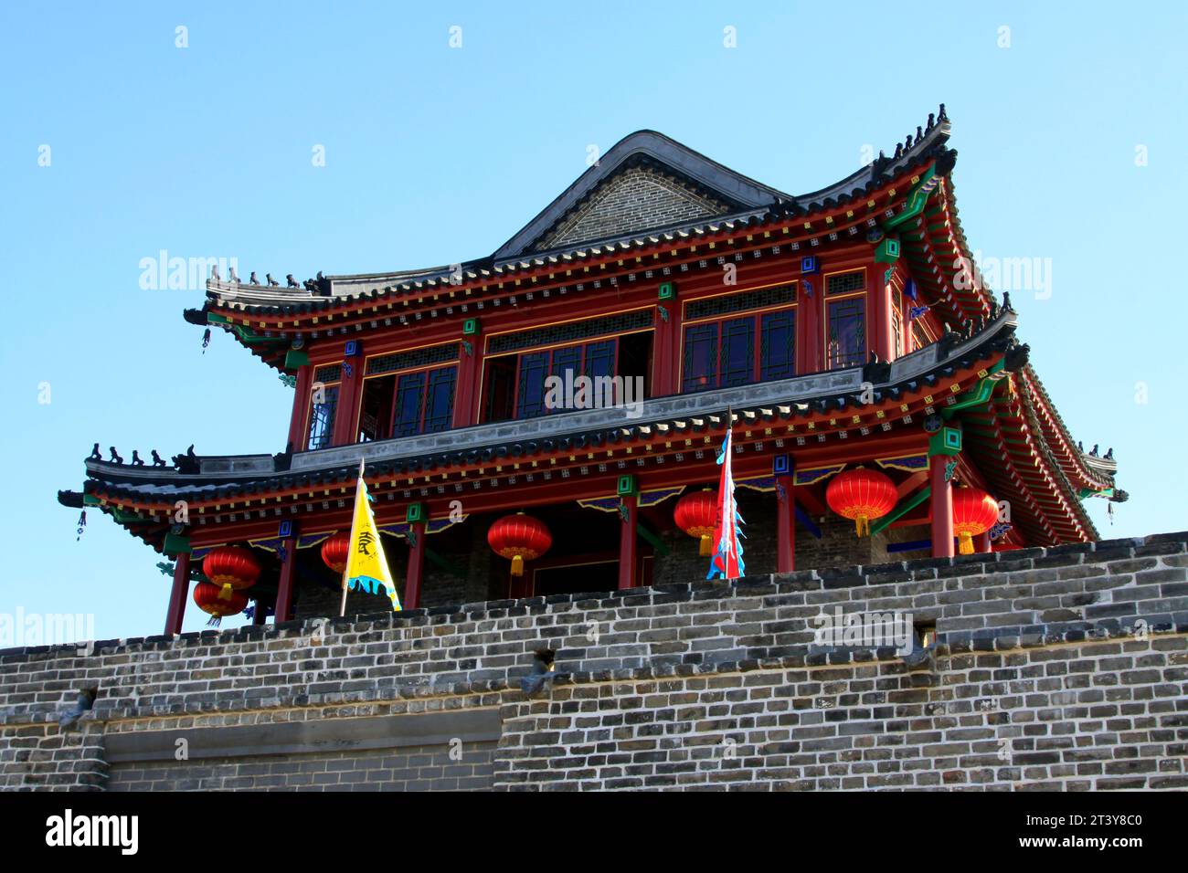 tower over a city gate, ancient Chinese style in a scenic spot, china ...