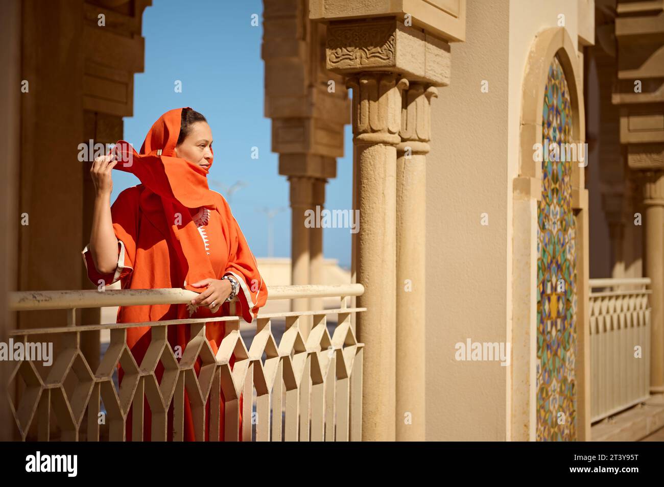 Beautiful Middle Eastern Muslim young woman in ethnic religious attire ...