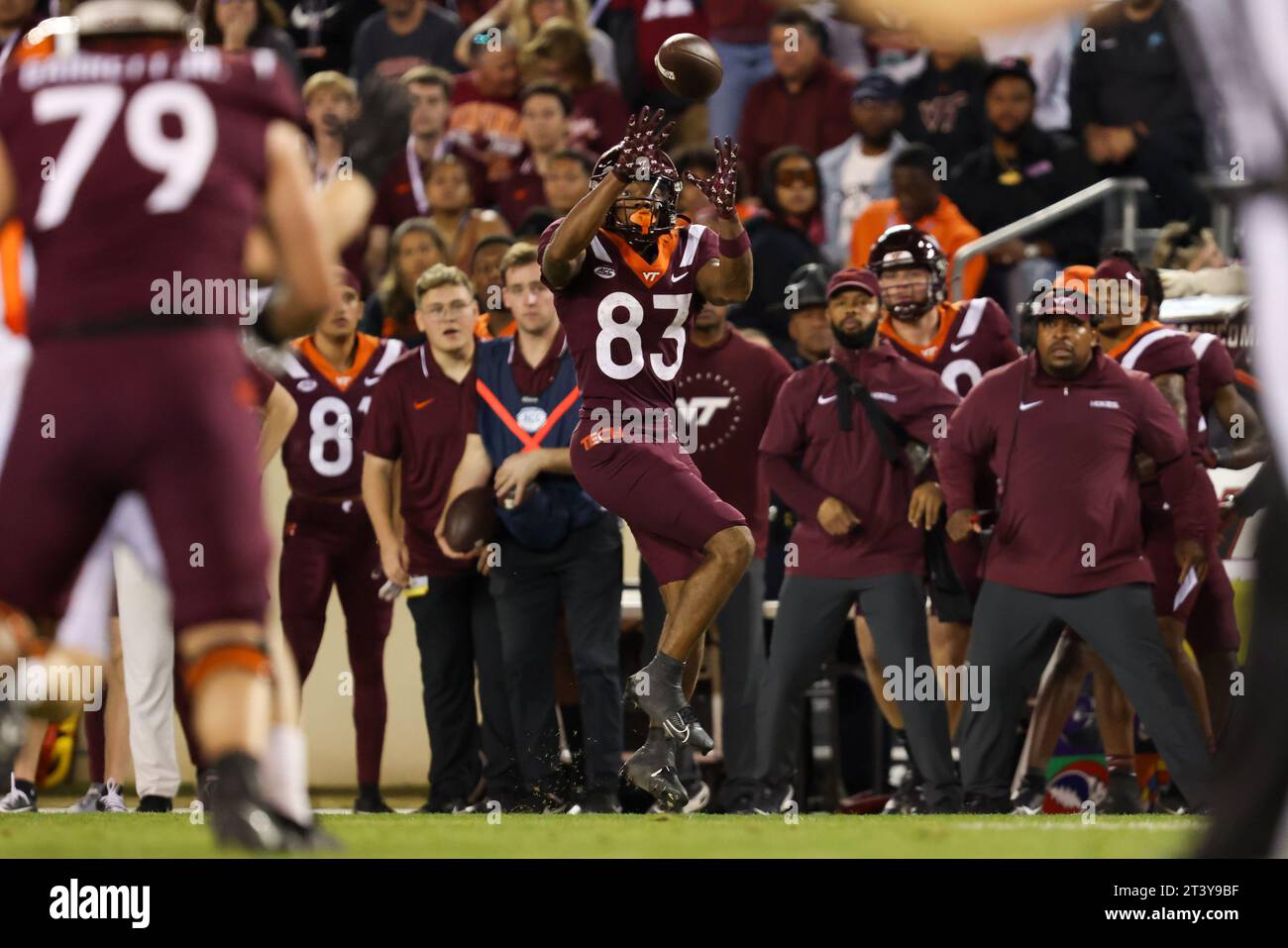 Blacksburg, USA. 26th Oct, 2023. October 26, 2023: Virginia Tech Hokies wide receiver Jaylin ...