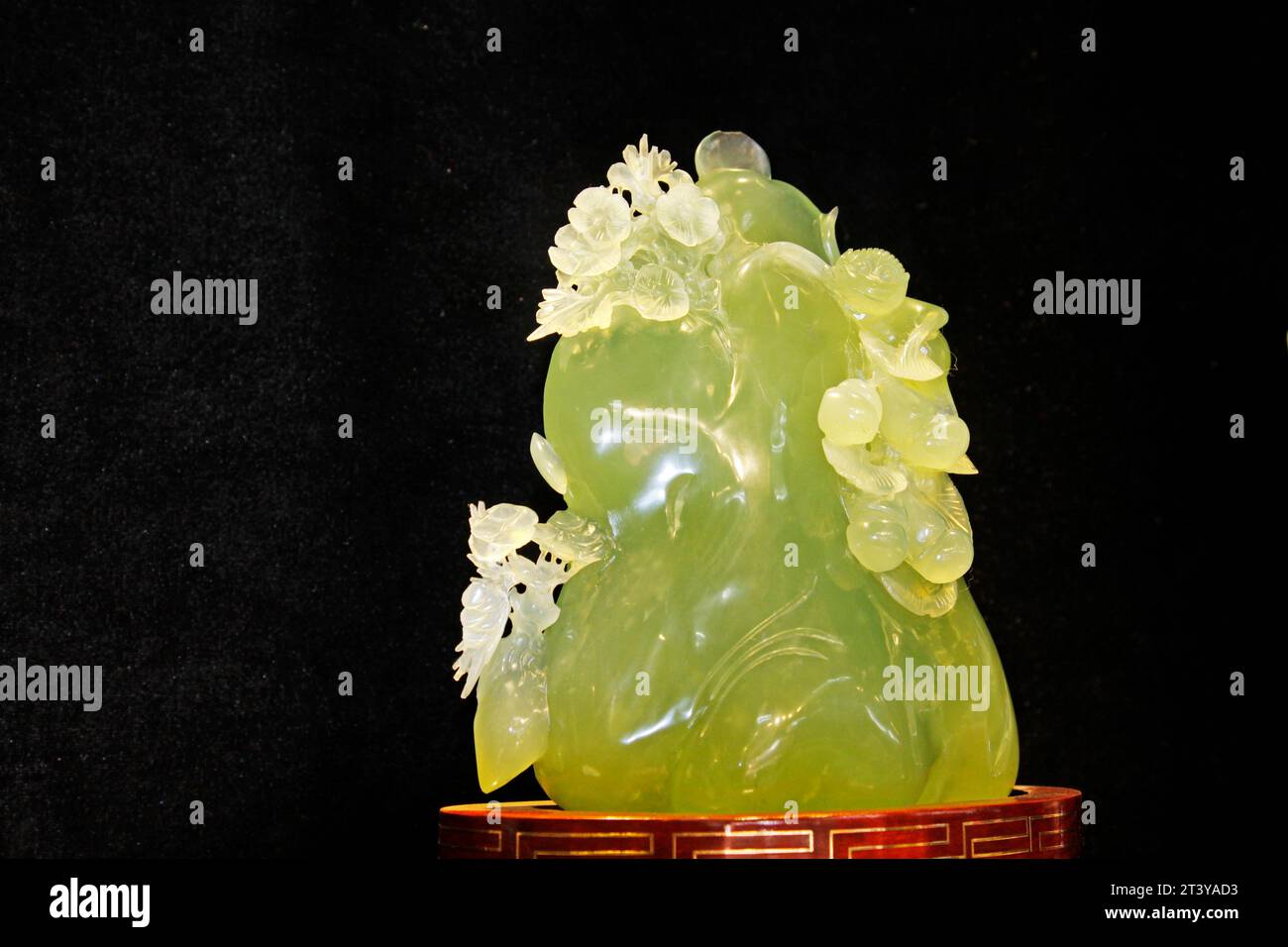 Jade carvings works on a black background Stock Photo - Alamy